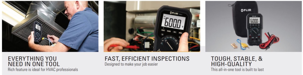 FLIR DM64 HVAC Digital Multimeter with Temperature - FLIR Thermal Imager